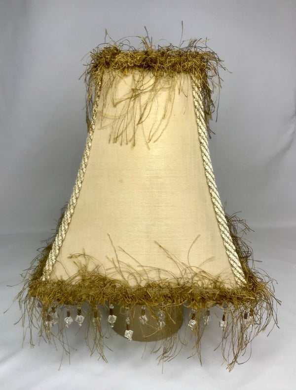 Victorian style pagoda-shaped lamp shade (golden tones wit beaded frin ...
