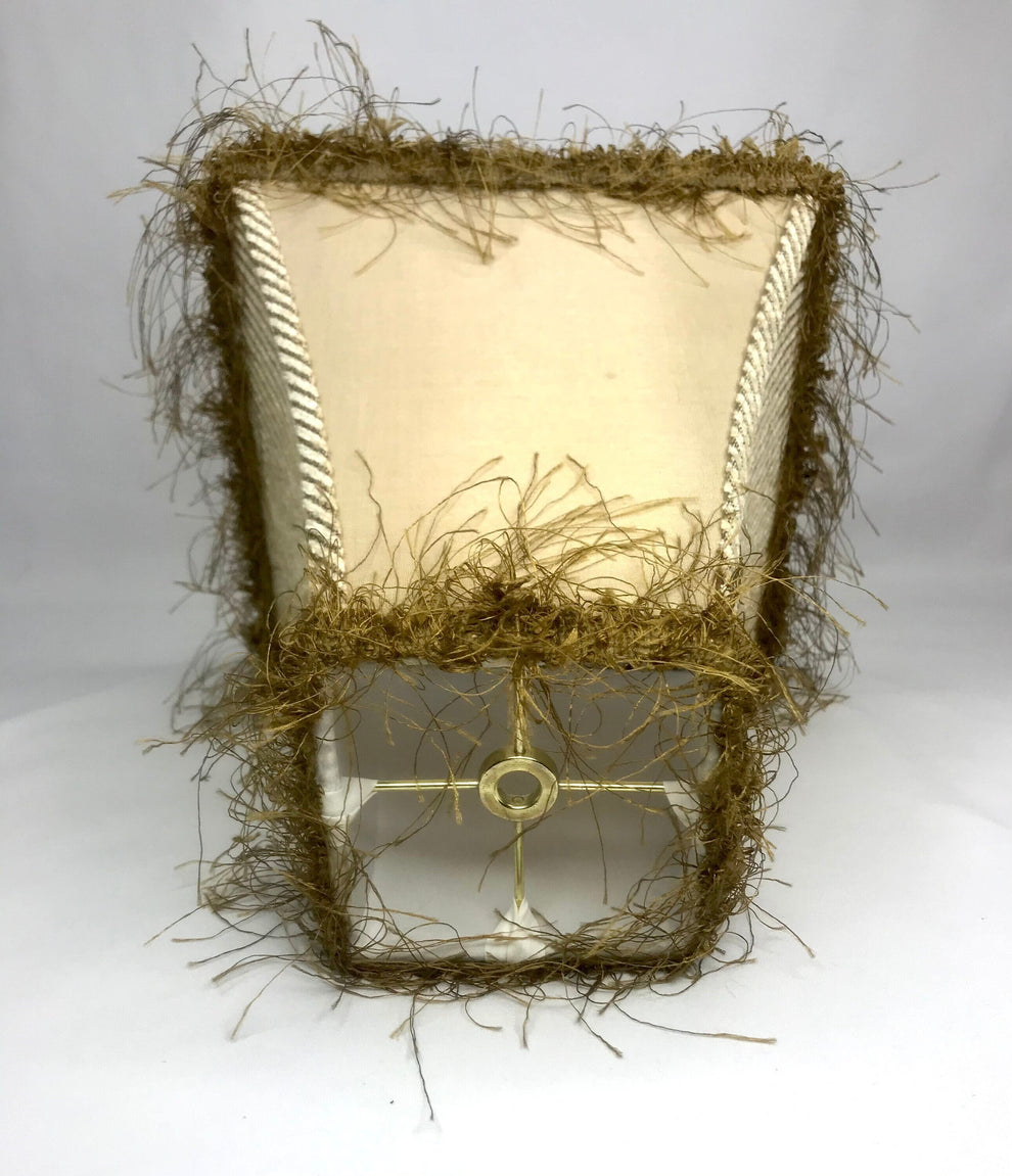 Victorian style pagoda-shaped lamp shade (golden tones wit beaded frin ...